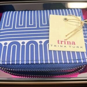 Trina Turk | Bags | Trina Turk Small Zip Wallet Blue | Poshmark